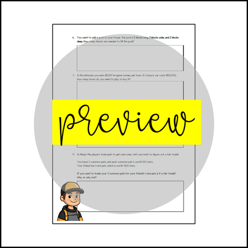 Fun Roblox Math Activity for Kids (Ages 9-13) | Worksheet for Primary ...