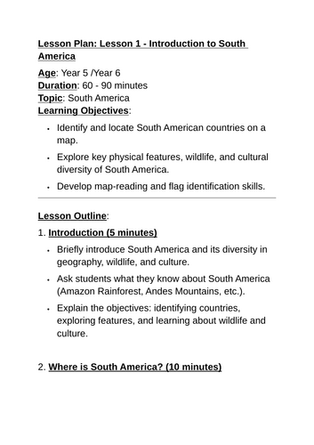 South America Lesson 1 - Introduction to South America | Teaching Resources