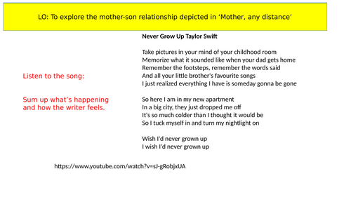 Mother, Any Distance (with comparison lessons/model for Before You Were ...
