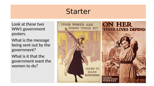 Chapter 1: Lesson 16 - The role of women during WW1 | Teaching Resources