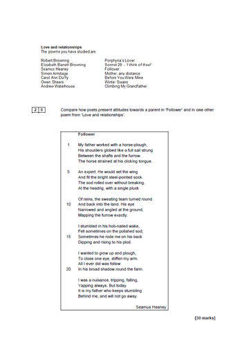Final Assesment Love and Relationships Poetry | Teaching Resources