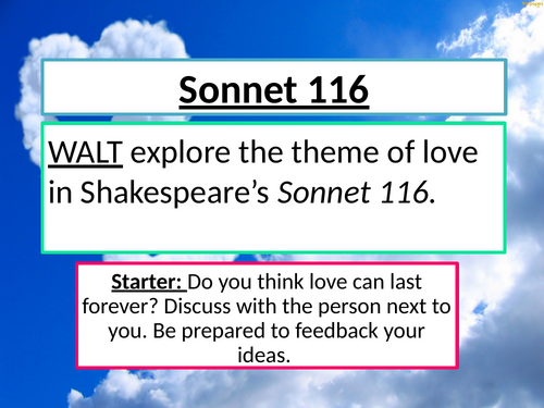 Sonnet 116 Love and Relationships Poetry | Teaching Resources