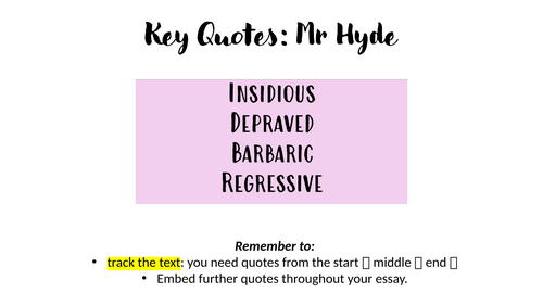 Quotation Explosions: Mr Hyde (Level 5 and 6 analysis) | Teaching Resources
