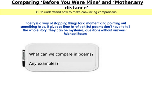 Comparing Poems - Love and Relationships Cluster. Created by AQA ...