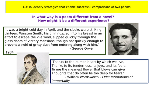 Comparing Poems - Love and Relationships Cluster. Created by AQA ...