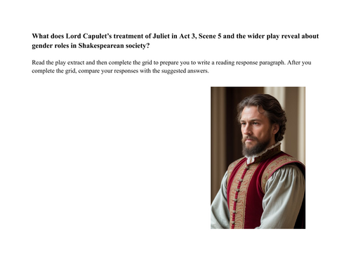 Romeo and Juliet - Gender Roles: GCSE, English Literature | Teaching ...