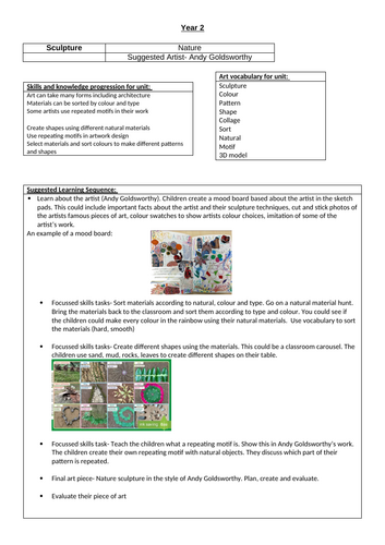 KS1 Unit of Work - Andy Goldsworthy Nature Sculptures Art & Design ...