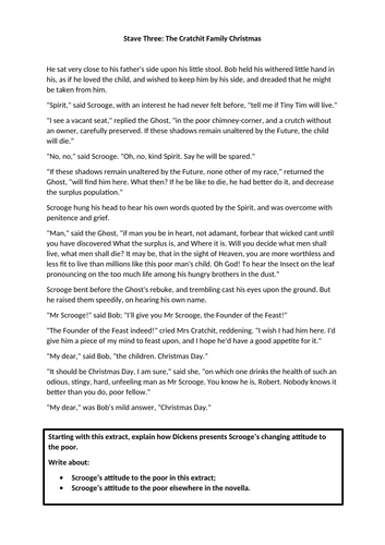 Stave Three: A Christmas Carol. Created by a GCSE examiner | Teaching ...