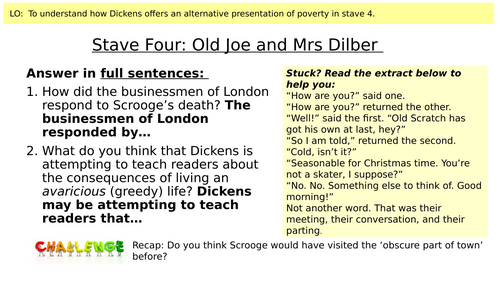 Stave Four: A Christmas Carol. Created by a GCSE examiner | Teaching ...