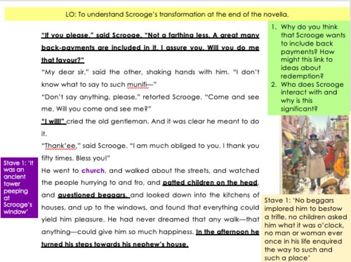 Stave Five: A Christmas Carol. Created by a GCSE examiner | Teaching ...