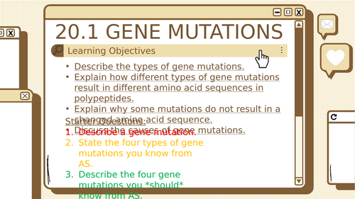 AQA A Level Biology 20.1 - Gene mutations | Teaching Resources