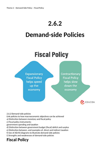 A Level Economics - Fiscal Policy | Teaching Resources