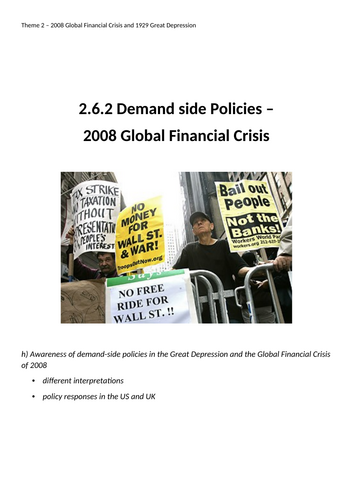 A Level Economics - 2008 and Great Depression | Teaching Resources