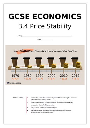 OCR GCSE Economics - 3.4 Inflation | Teaching Resources