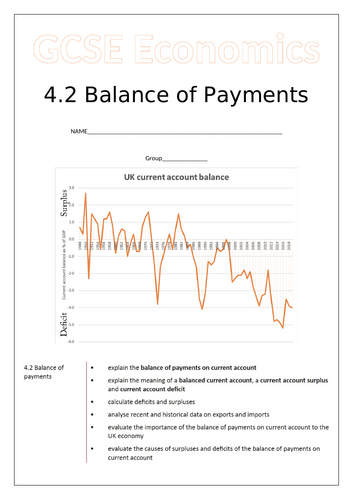 OCR GCSE Economics - 4.2 Balance of Payments | Teaching Resources