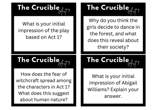 The Crucible by Arthur Miller Act 1 Discussion or Quick Write Task ...