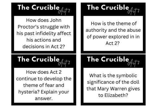 The Crucible by Arthur Miller Act 2 Discussion or Quick Write Task ...