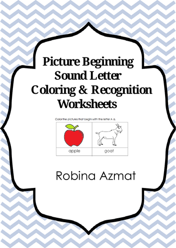 Picture Beginning Sound Letter Coloring & Recognition Worksheets ...