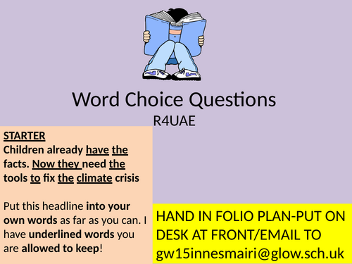 N5 English RUAE R4UAE Close Reading Word Choice Lesson | Teaching Resources