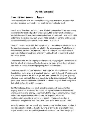 N5 English RUAE R4UAE Close Reading Word Choice Lesson | Teaching Resources