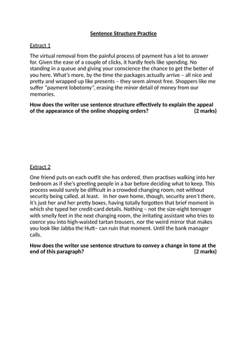 N5 English RUAE R4UAE Close Reading Sentence Structure Lesson ...