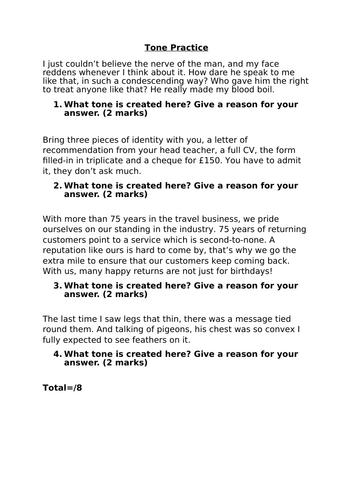 N5 English RUAE R4UAE Close Reading Tone Lesson | Teaching Resources