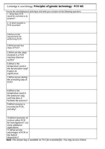 Principles of genetic technology- PCR : Cambridge A level Biology ...
