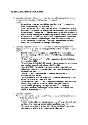 N5 English RUAE R4UAE Close Reading Mini Task-Do Not Disturb Mode | Teaching Resources