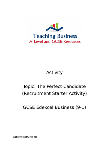 Edexcel GCSE Business - Effective Recruitment | Teaching Resources