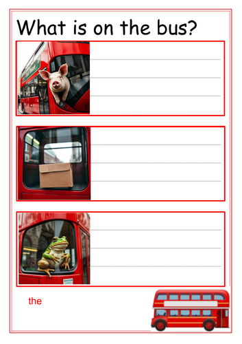 What is on the bus? Sentence writing stimuli hooks | Teaching Resources