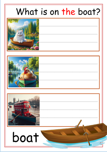 What is on the boat? sentence stimuli hooks | Teaching Resources