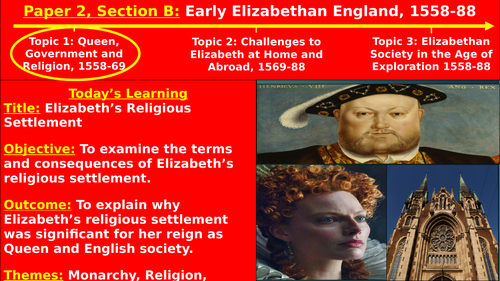 Edexcel Elizabethan England, Topic 1: Queen, Government and Religion ...