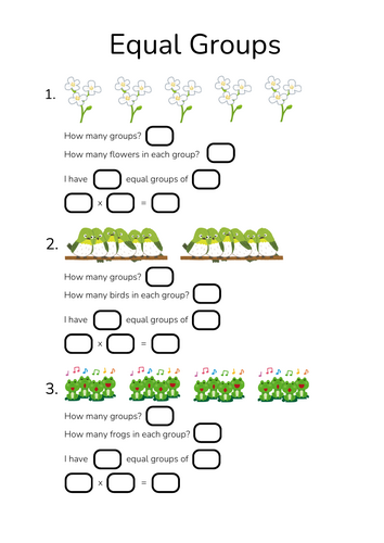 Equal Groups Worksheet Multiplication Activity | Teaching Resources