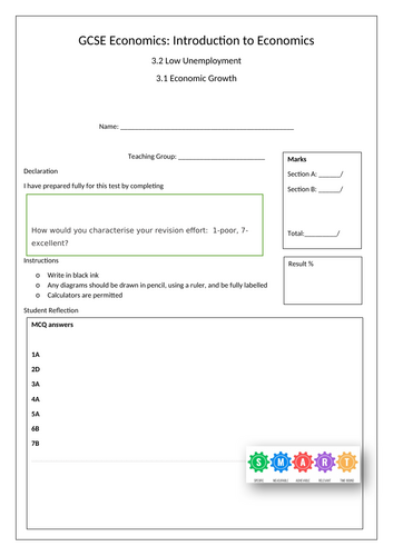 OCR GCSE Economics - 3.2 Low Unemployment Test | Teaching Resources