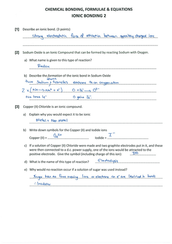 10 lessons Ionic Bond , Formulae, properties GCSE PPt, WS, Checklist , Revision Sheets , 6 mark ...