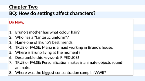 KS3 Full Scheme of Work for The Boy in Striped Pyjamas | Teaching Resources