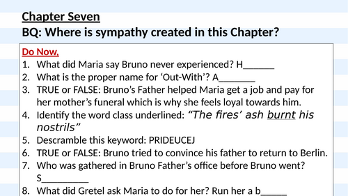 KS3 Full Scheme of Work for The Boy in Striped Pyjamas | Teaching Resources