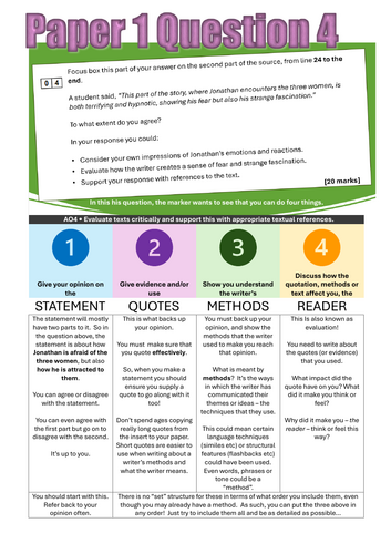 3 GCSE English Language Paper 1 Question 4 Scaffolded Exercises (with ...