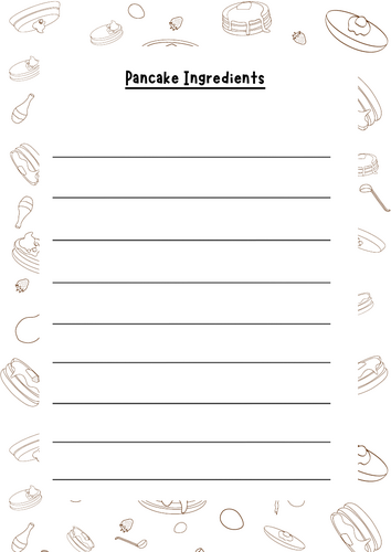 Pancake recipe writing pack | Teaching Resources