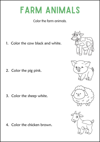 Printable Farm Animals Activities Worksheets for Grade 1, 2, 3 ...
