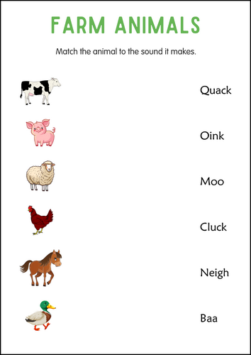 Printable Farm Animals Activities Worksheets for Grade 1, 2, 3 ...