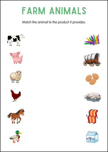 Printable Farm Animals Activities Worksheets for Grade 1, 2, 3 ...