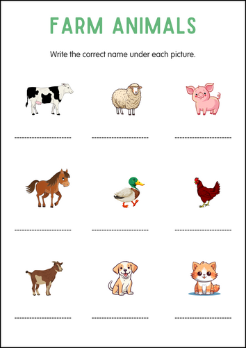 Printable Farm Animals Activities Worksheets for Grade 1, 2, 3 ...