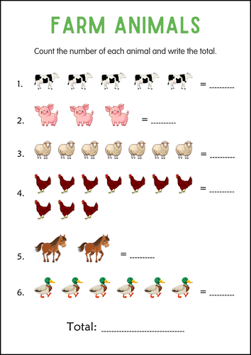 Printable Farm Animals Activities Worksheets for Grade 1, 2, 3 ...