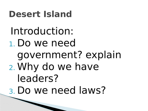 Desert Island- Why is government and law important? | Teaching Resources