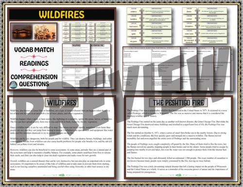 Natural Disasters: Wildfires Reading Comprehension & Sorting Activity ...