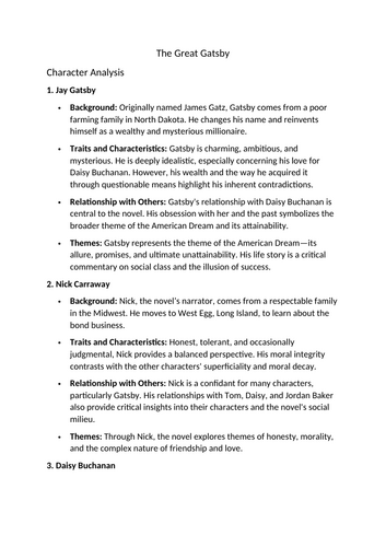 AQA A level - The Great Gatsby Revision Bundle/Links to Love through ...