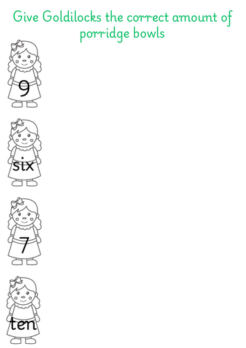 Goldilocks Counting Activity | Teaching Resources