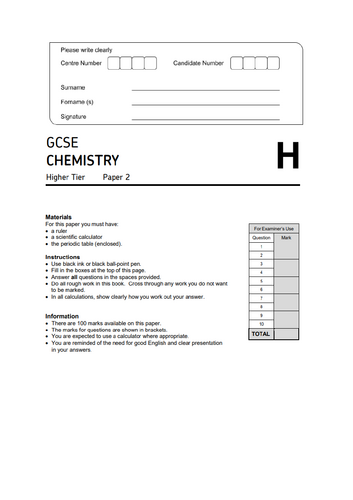 2025 Predicted GCSE Chemistry Paper 2 AQA style | Teaching Resources