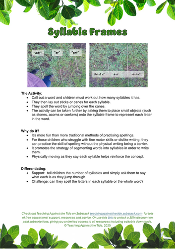 Outdoor Writing Syllable Frames KS1 KS2 | Teaching Resources